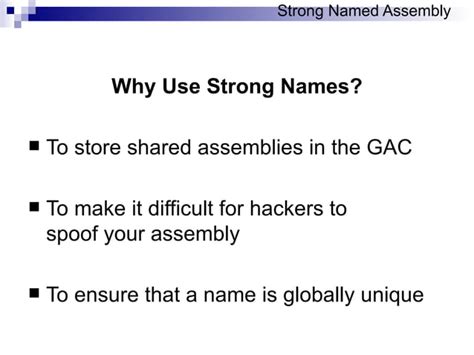 Strong Named Assembly Ppt Technology And Computing