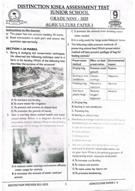2025 Grade 9 Integrated Science Term 1 Opener Exam With Marking Scheme Elimu Cloud Notes