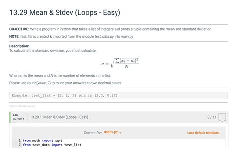 Solved 1329 Mean And Stdev Loops Easyobjective Write A