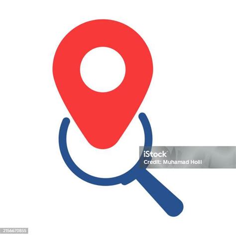 정확한 위치 찾기 핀 포인트와 돋보기로 플랫 심플한 스타일 트렌드 현대적인 미니멀 로고 타입 그래픽 아트 디자인 웹 요소 흰색에