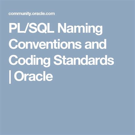 Plsql Naming Conventions And Coding Standards Oracle