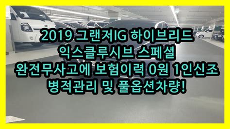 판매완료2019 그랜저ig 하이브리드 익스클루시브 스페셜 풀옵션 1인신조 완전무사고 보험이력 0원 병적관리 차량 현대