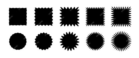 Premium Vector Zig Zag Edge Square And Circle Shapes Collection Jagged Patches Set Black
