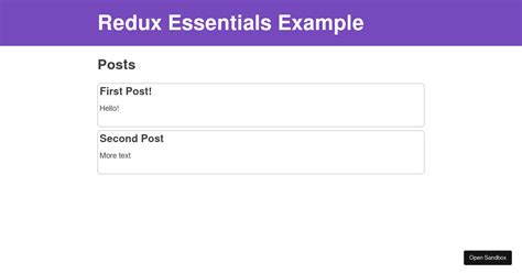 Redux Essentials Example Codesandbox