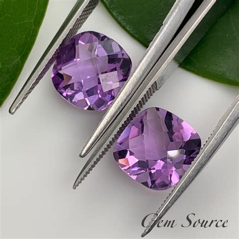 Amethyst Cushion Cut Pair 678ct Gem Source