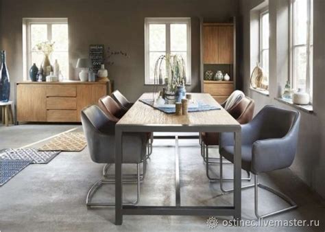 Стол лофт из массива и металла №4 в интернет магазине на Ярмарке Мастеров Кухонная мебель