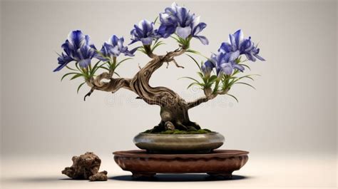 Captivating Floral Still Life 3d Model Of Iris Bonsai Tree Stock Illustration Illustration Of