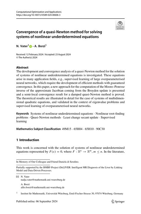 Pdf Convergence Of A Quasi Newton Method For Solving Systems Of