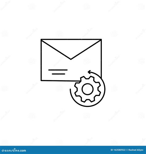 Message Gear Envelope Icon Simple Line Outline Vector Of