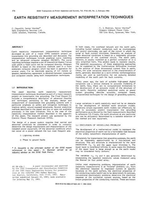 Earth Resistivity Measurement Interpretation Techniques Pdf