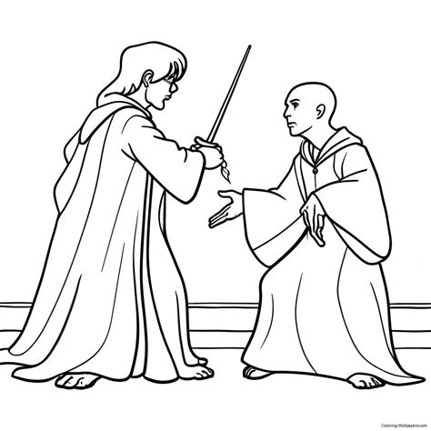 Harry Potter Fighting Voldemort Coloring Page