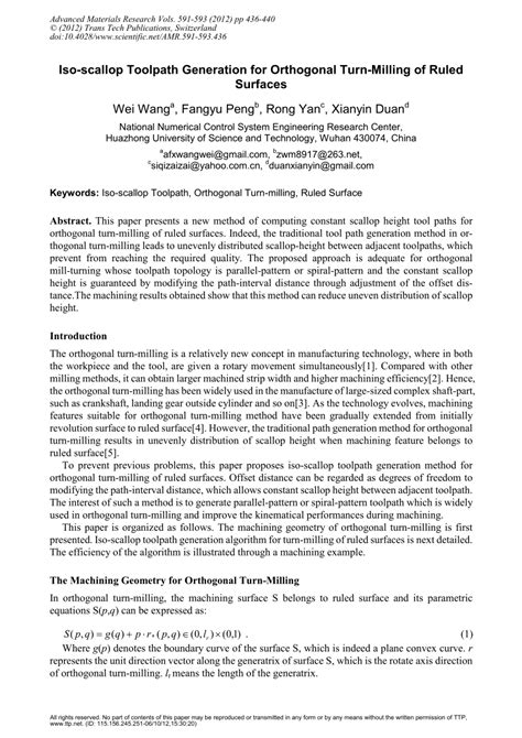 Pdf Iso Scallop Toolpath Generation For Orthogonal Turn Milling Of Ruled Surfaces