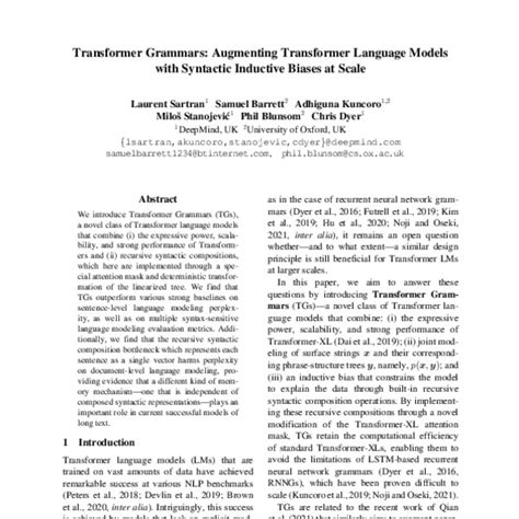 Transformer Grammars Augmenting Transformer Language Models With Syntactic Inductive Biases At