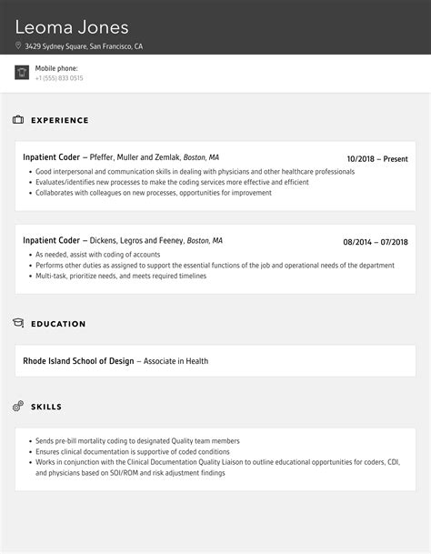 inpatient coder resume samples velvet jobs