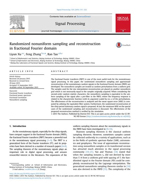 Pdf Randomized Nonuniform Sampling And Reconstruction In Fractional