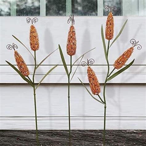 Metal Autumn Harvest Corn Stalk Decoration Decorative Yard Lawn Garden