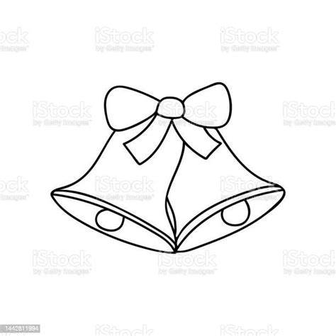 징글 벨은 벡터로 그림을 낙서합니다 리본과 활 낙서 아이콘이 있는 크리스마스 종 크리스마스 장식입니다 징글 벨 아이콘입니다 12월에 대한 스톡 벡터 아트 및 기타 이미지