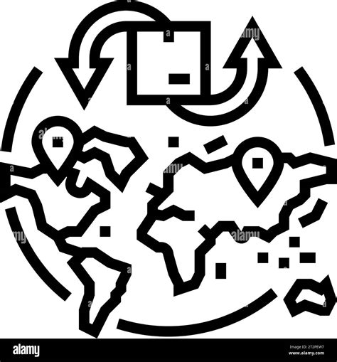 Cross Border Trade Logistic Manager Line Icon Vector Illustration Stock