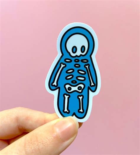 Skeleton Sticker Waterproof Vinyl Halloween Sticker Blue Skeleton
