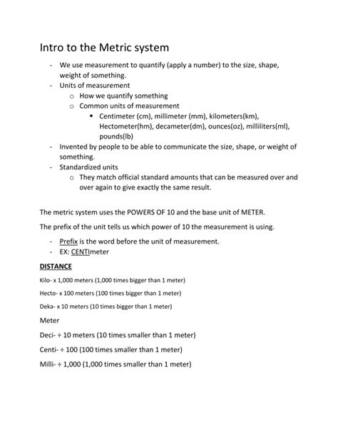 Intro To The Metric System Units Prefixes Conversions
