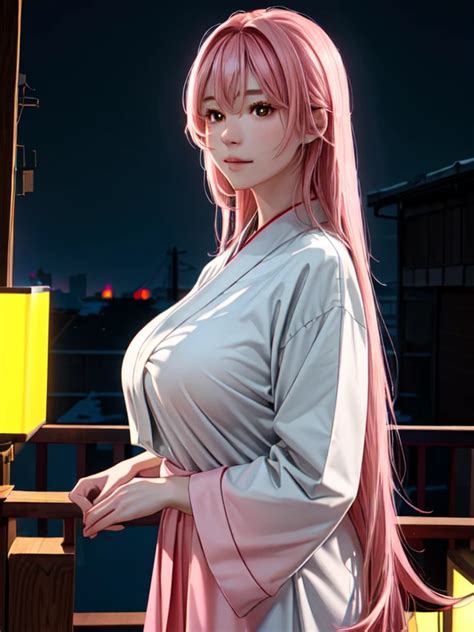 한 소녀 긴 분홍색 머리 레드 코너 흰색 칼라 셔츠 검은 넥타이 가벼운 미소 노란 눈 각질힘 Seaart Ai
