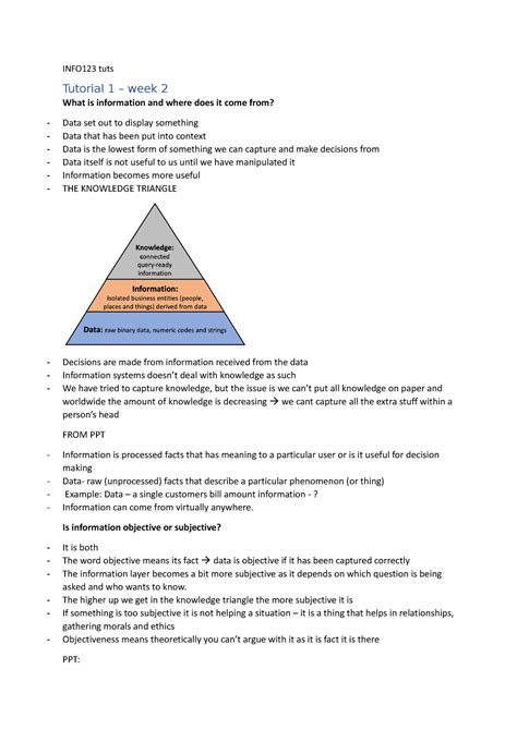 Info123 Tuts For Term 1 Second Semester Info123 Tuts Tutorial 1 Week 2 What Is Information