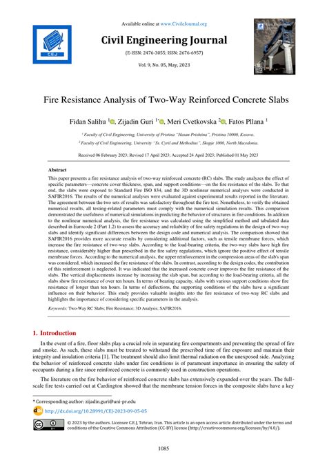 Pdf Fire Resistance Analysis Of Two Way Reinforced Concrete Slabs