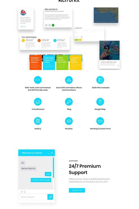Swimming School Clean Responsive Html5 Website Template Template Sponsored Website