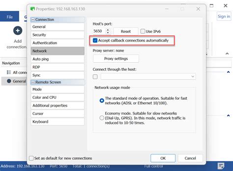 Callback Connection Remote Utilities