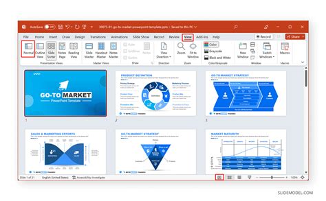 how to switch to slide sorter view in powerpoint