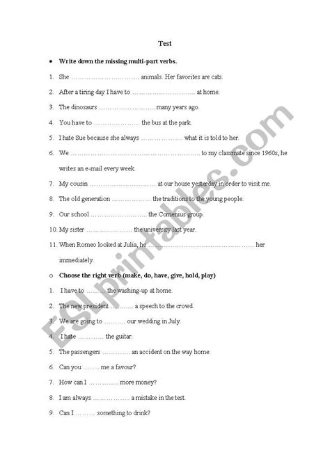 Multi Part Verbs In Use Esl Worksheet By Ronai