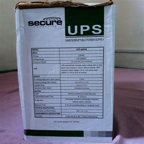 secure ups 650va computers and tech parts and accessories other