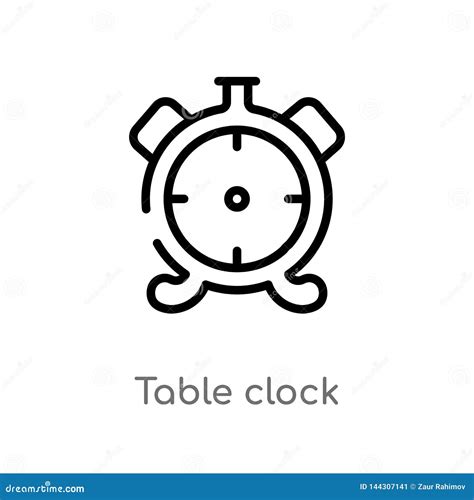 Outline Table Clock Vector Icon Isolated Black Simple Line Element Illustration From Furniture