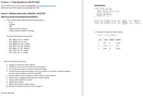 Solved Lecture Using Oraclelive With PL SQL Let S Review Chegg