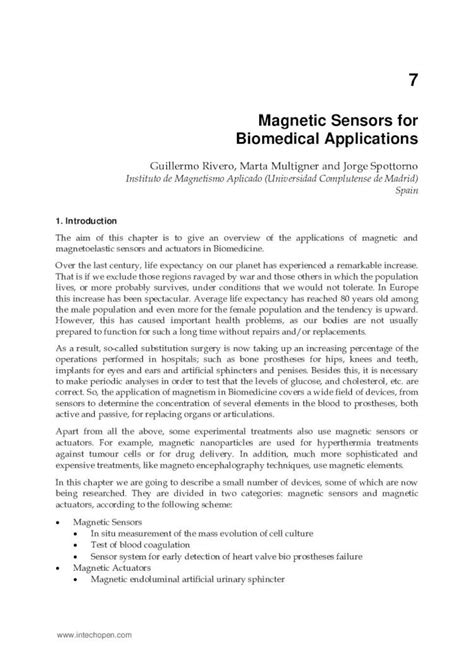 Pdf Magnetic Sensors For Biomedical Applications Sensors And