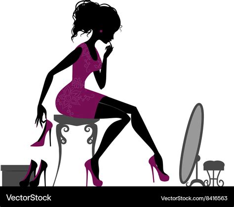 Silhouette Mädchen Mit Schuhen Lizenzfreies Vektorbild