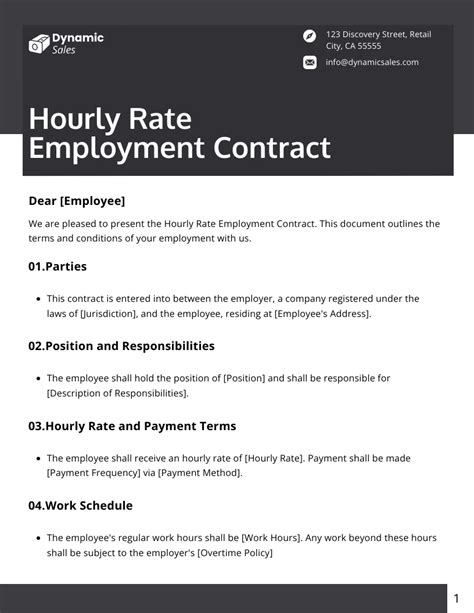 Hourly Rate Employment Contract Template