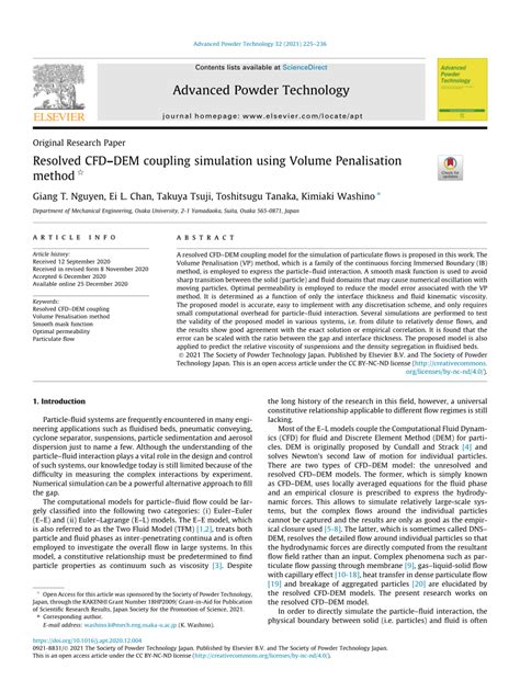 pdf resolved cfd dem coupling simulation using volume penalisation method
