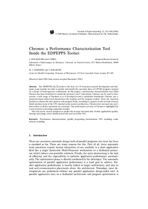 Pdf Chronos A Performance Characterization Tool Inside The Edpepps Toolset