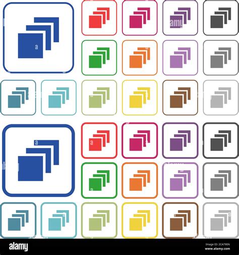 Multiple Canvases Color Flat Icons In Rounded Square Frames Thin And