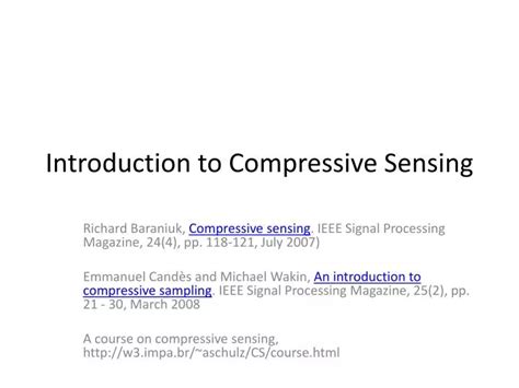 Ppt Introduction To Compressive Sensing Powerpoint Presentation Free