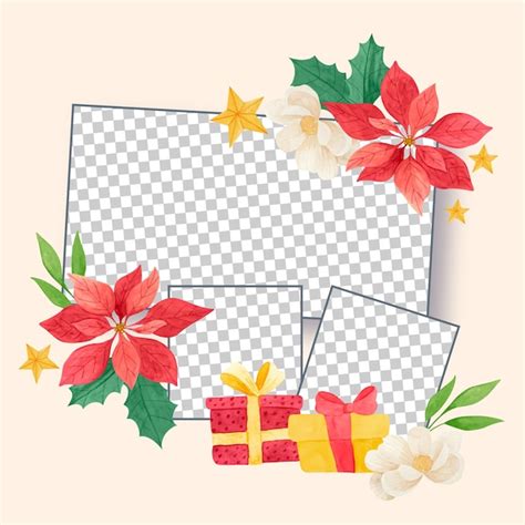 Free Vector Watercolor Christmas Collage Template