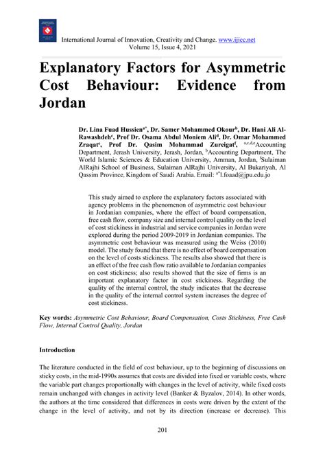 Pdf Explanatory Factors For Asymmetric Cost Behaviour Evidence From