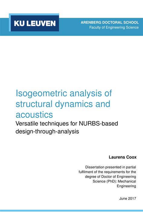PDF Isogeometric Analysis Of Structural Dynamics And Acoustics Versatile Techniques For