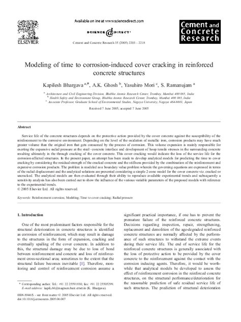 Pdf Modeling Of Time To Corrosion Induced Cover Cracking In