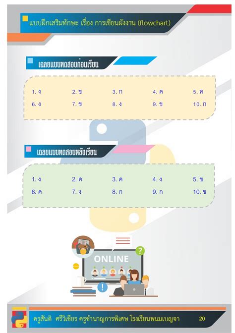 แบบฝึกทักษะ เรื่อง การเขียนผังงาน Flowchart Sriwichian หน้าหนังสือ 21 พลิก Pdf ออนไลน์