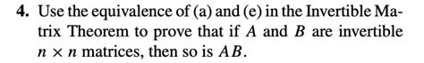 Solved Invertible Matrix Theorem Let A Be An Nn Matrix Chegg