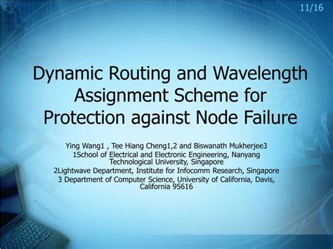 PPT Dynamic Routing And Wavelength Assignment Scheme For Protection Against Node Failure