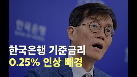 한국은행 기준금리 025인상 배경 Youtube