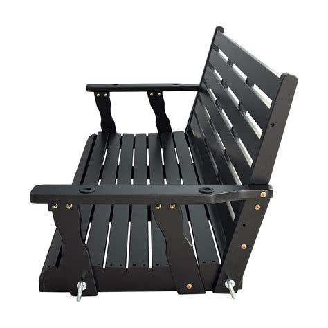 Wooden Porch Swing Ergonomic Seat Bench Swing With Hanging Chains An